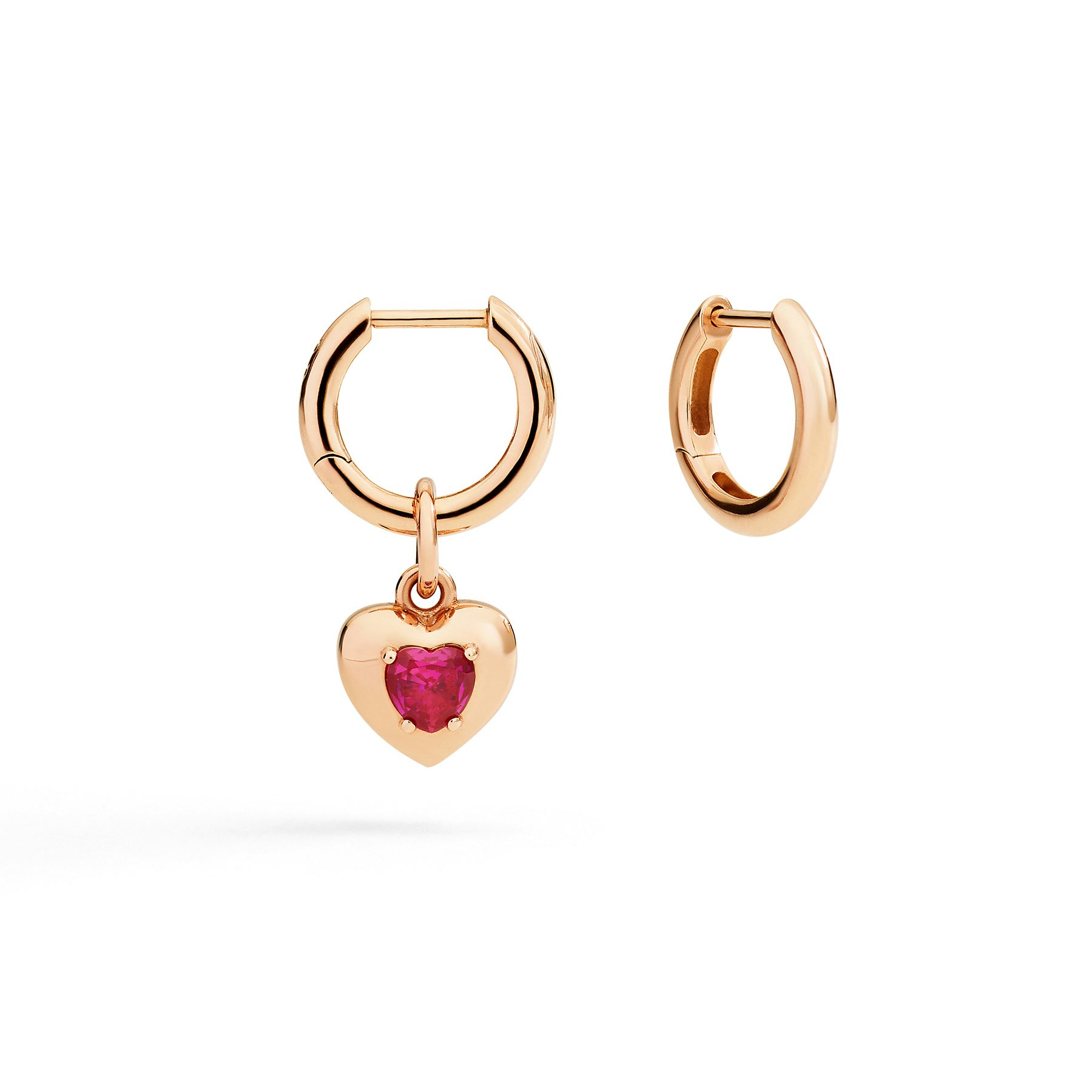 ROSE GOLD HEART CHARM & SYNTHETIC RUBY