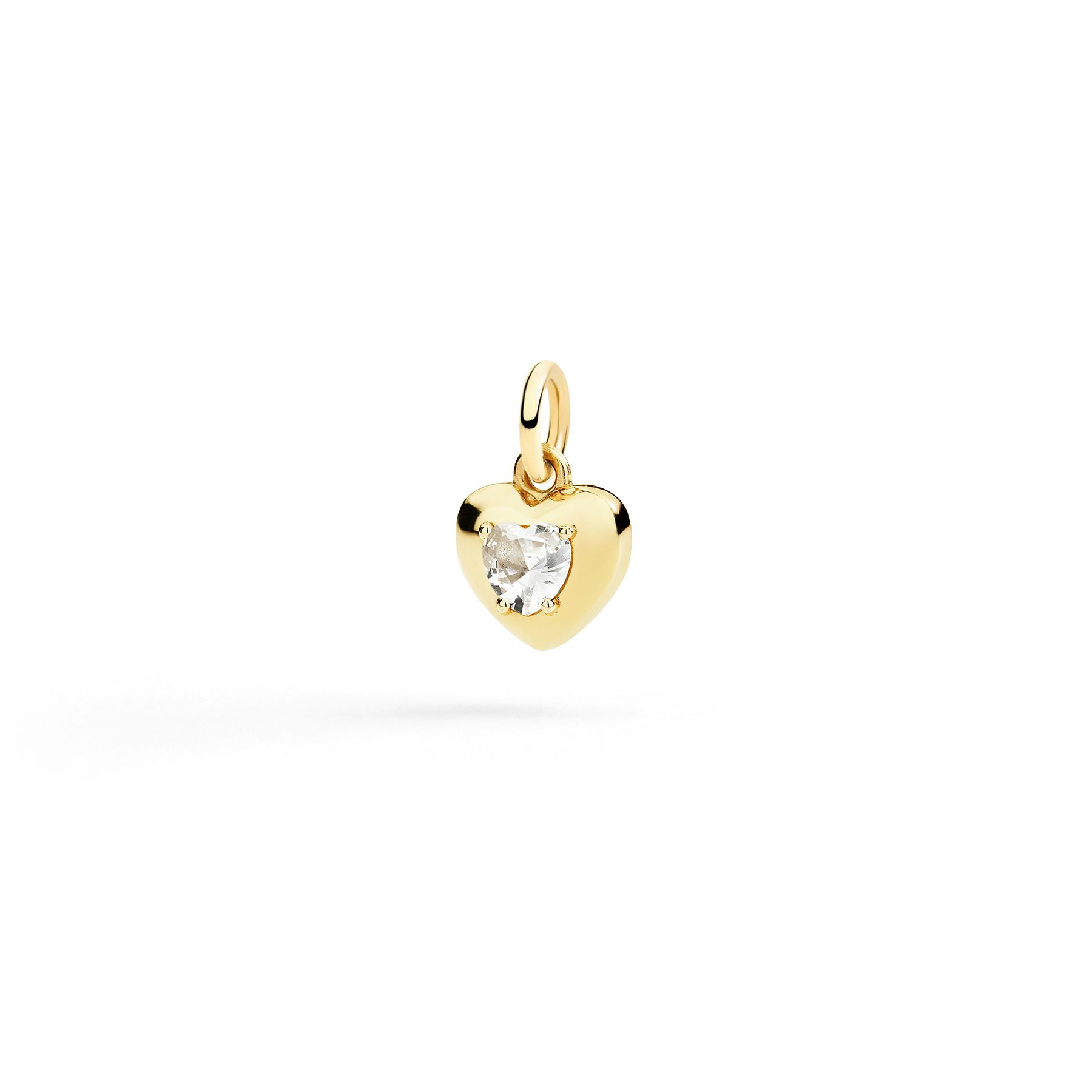 YELLOW GOLD HEART CHARM & SYNTHETIC SAPPHIRE